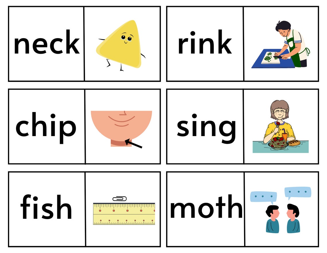 Phonics Matching Cards Game Digraphs CVC Words Phonics Games - Etsy