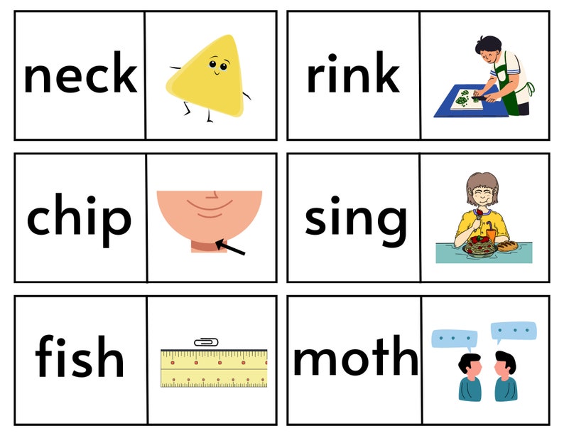 Phonics Matching Cards Game Digraphs CVC Words Phonics Games phonics ...
