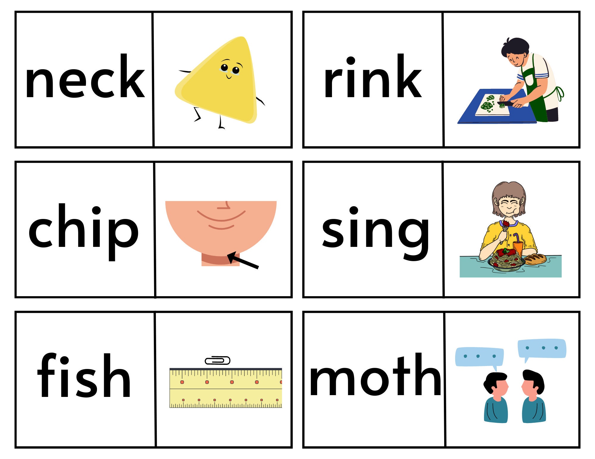 Phonics Matching Cards Game Digraphs CVC Words Phonics Games phonics ...