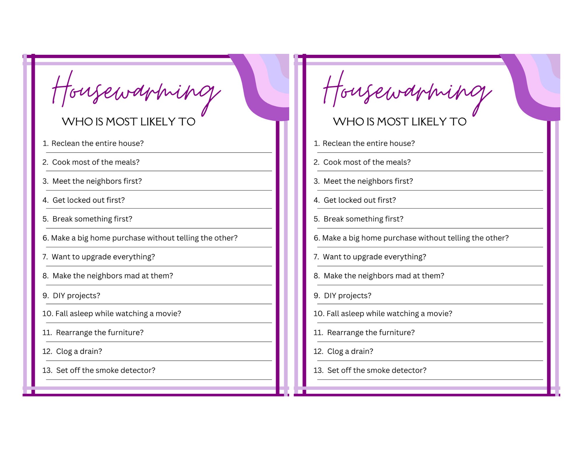Who's Most Likely Housewarming Game | Housewarming Game | Moving Day ...