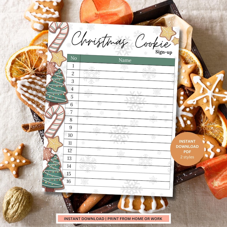 Christmas Cookie Sign up Sheet | Christmas Cookies Exchange | Christmas ...