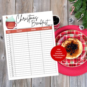 Christmas Breakfast Potluck Sign up Sheet | Christmas Breakfast Sign up ...