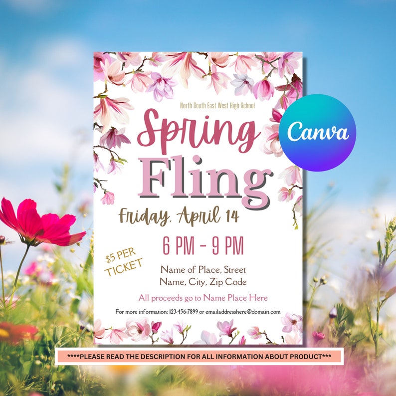 Spring Fling Invitation Template Spring Fling School Dance Flyer School ...