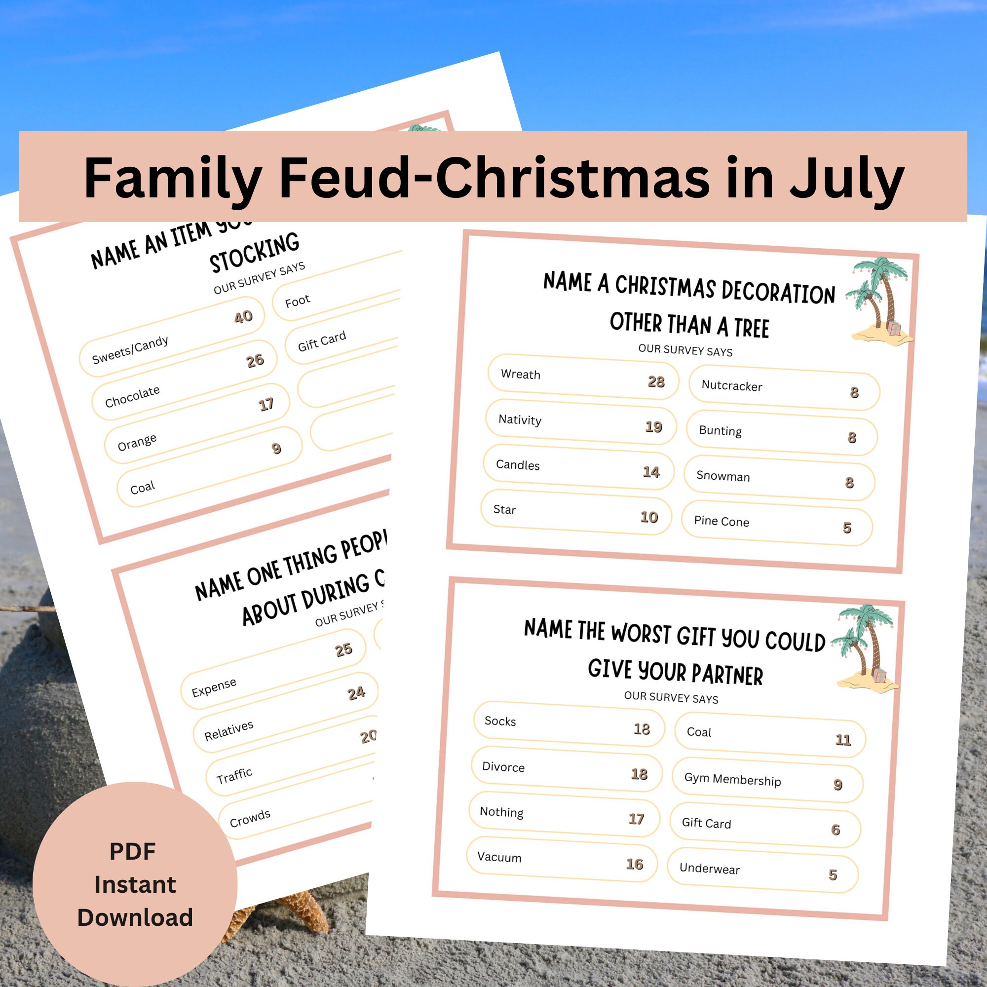 Christmas in July Family Feud Games | Family Feud Christmas Games ...