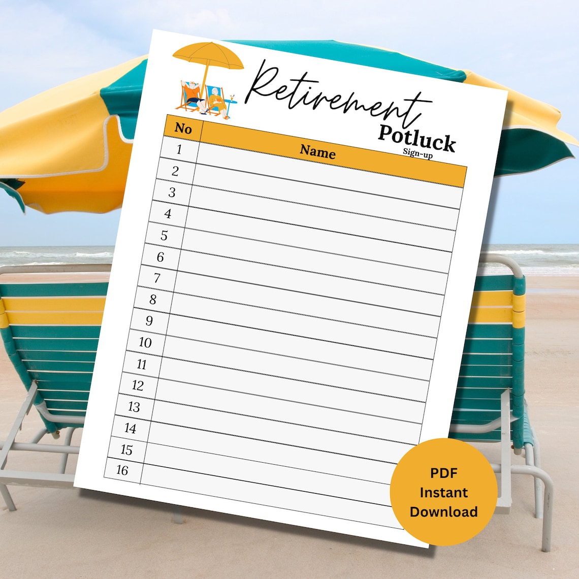 Potluck Sign up Sheet Retirement Potluck Sign up Sheet - Etsy