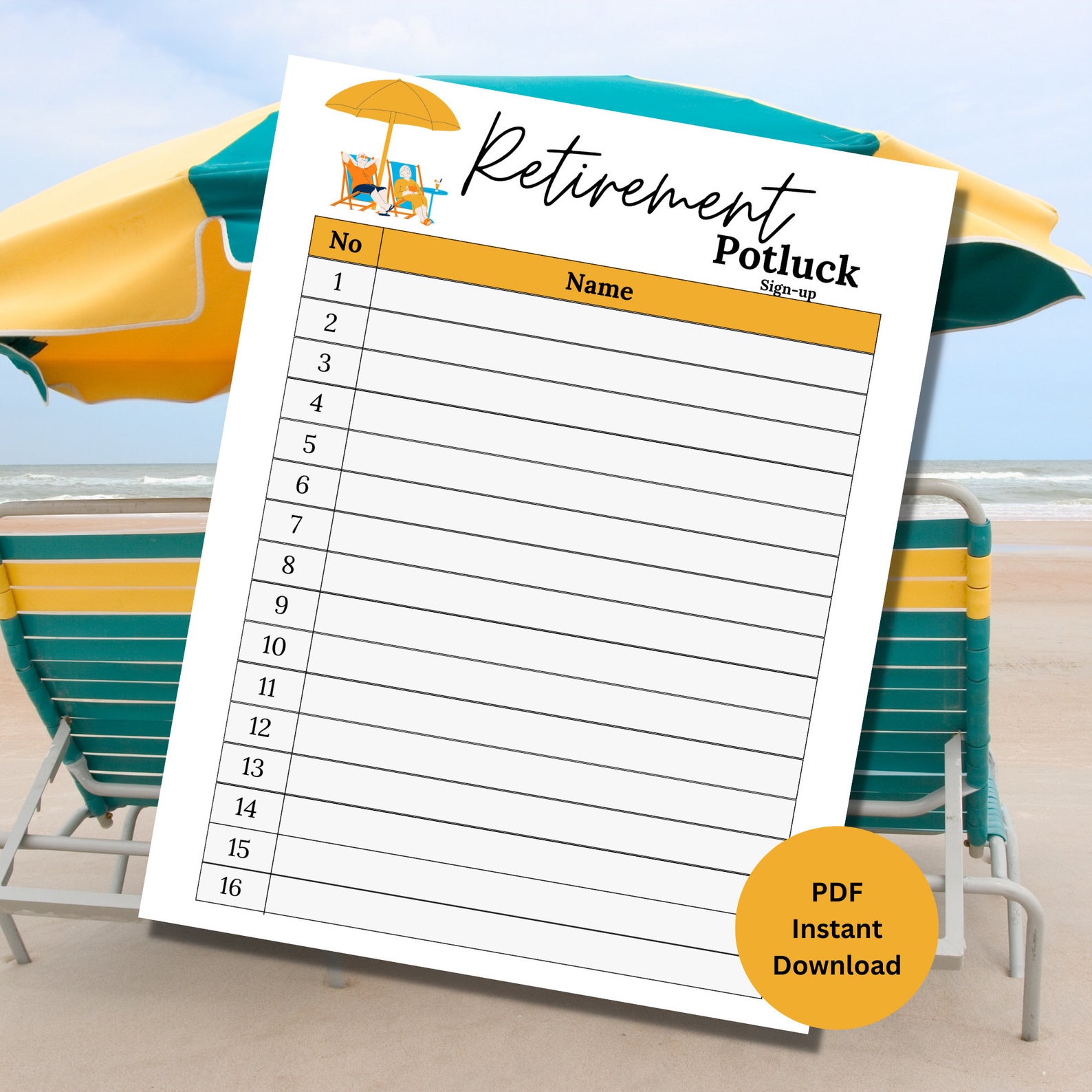 Potluck Sign up Sheet Retirement Potluck Sign up Sheet - Etsy