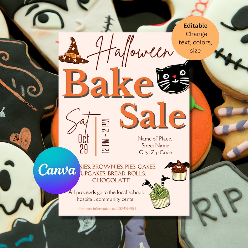 Halloween Bake Sale Template | Bake Sale | Dessert | Bake Sale Invite ...