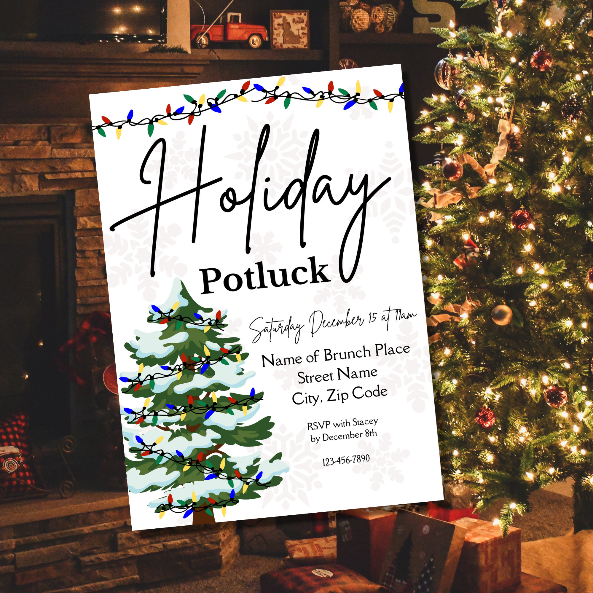 Holiday Potluck Template | Editable Holiday Potluck Invite | Holiday ...
