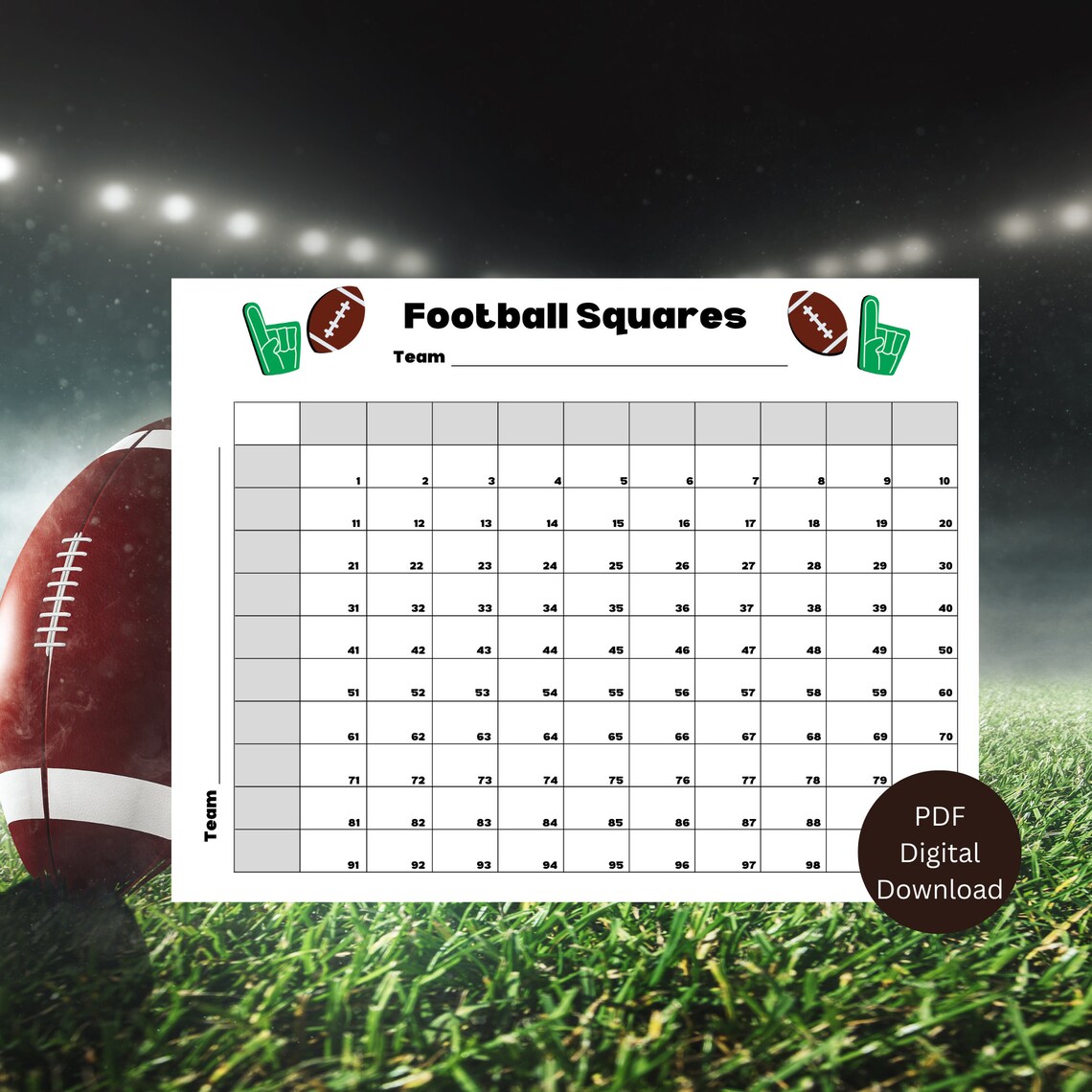 Football Squares | Football Squares | Football Party Game | Football ...