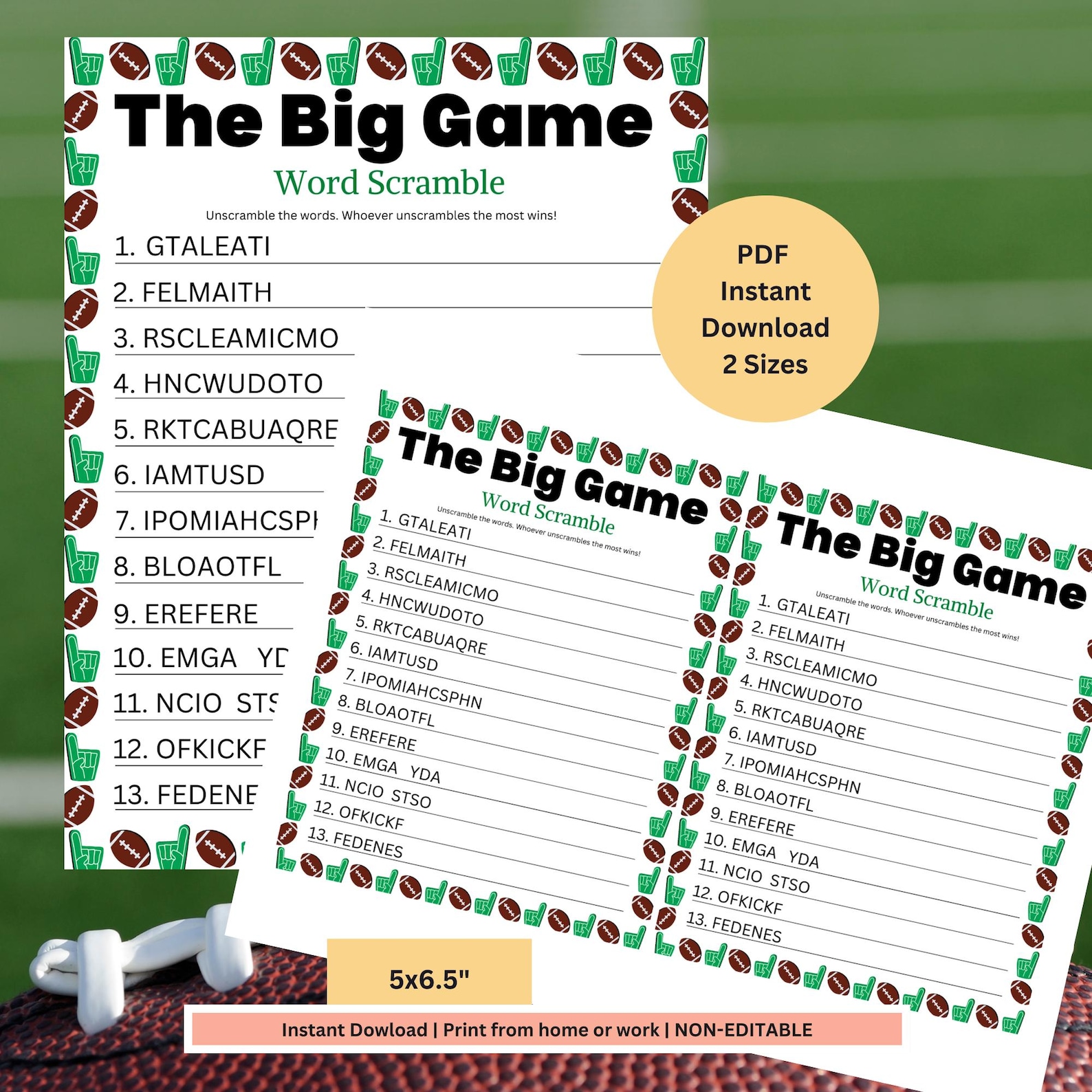 The Big Game Party Games | the Big Game Word Scramble | Big Game Games ...