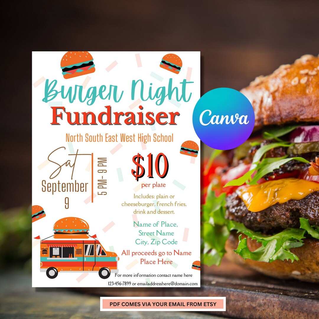 Burger Night Fundraiser Invitation Template | Burger Night Fundraiser ...