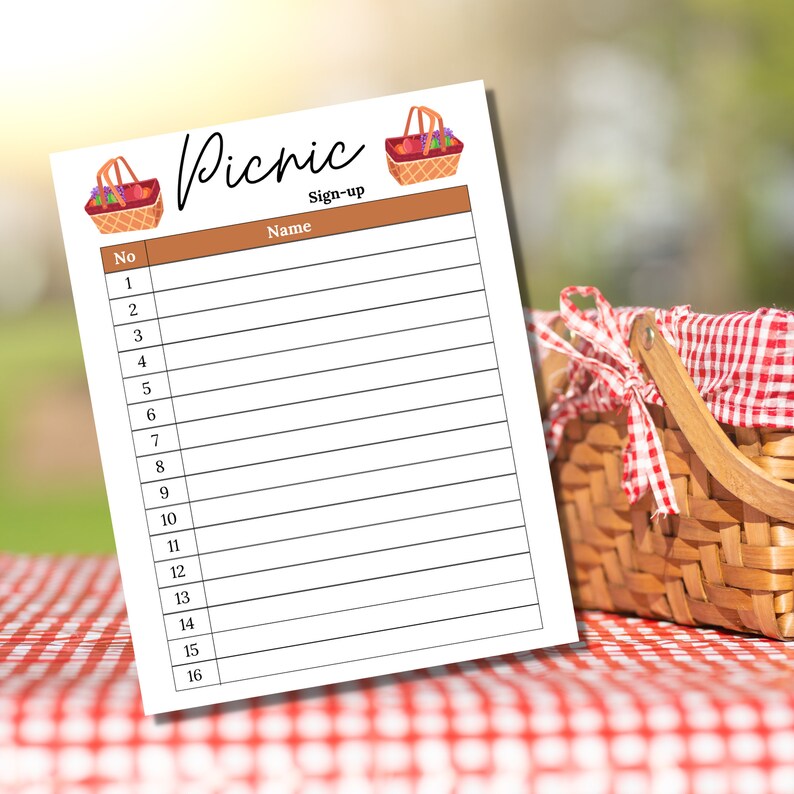 Potluck Sign up Sheet | Picnic Potluck Sign up Sheet | Picnic Potluck ...