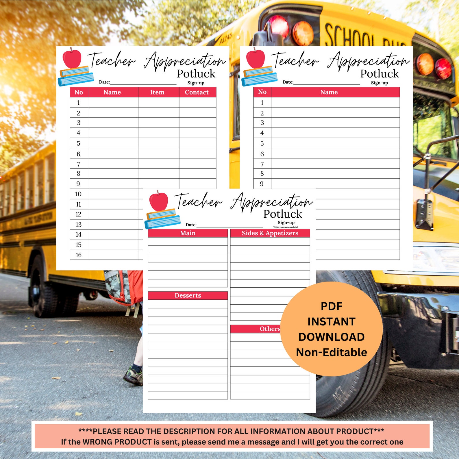 Teacher Appreciation Potluck Sign up Sheet | Teacher Sign up Sheet ...