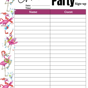 Christmas Party Sign up Sheet | Christmas Sign up | Party Sign up Sheet ...