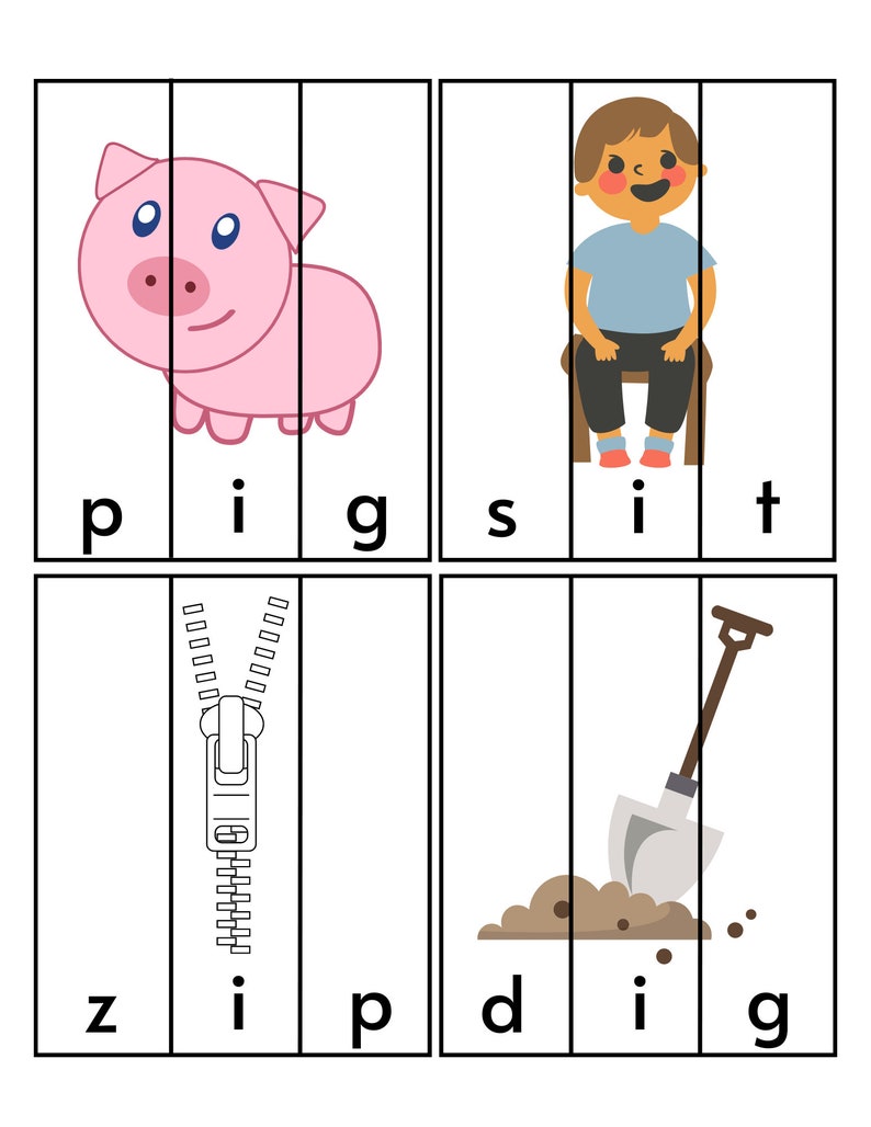 Phonics Puzzles Vowels CVC Words Phonics Games Phonics Activities CVC ...