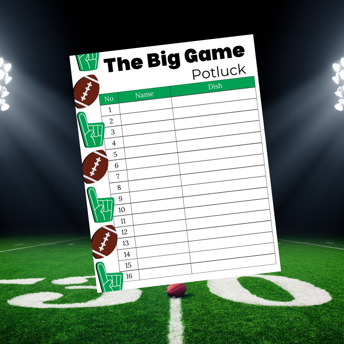 Potluck Sign up Sheet the Big Game Potluck Sign up Sheet Football ...
