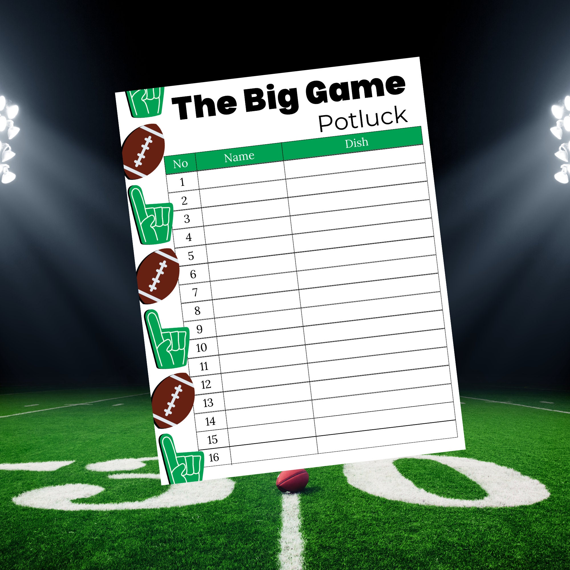 Potluck Sign up Sheet the Big Game Potluck Sign up Sheet Football ...