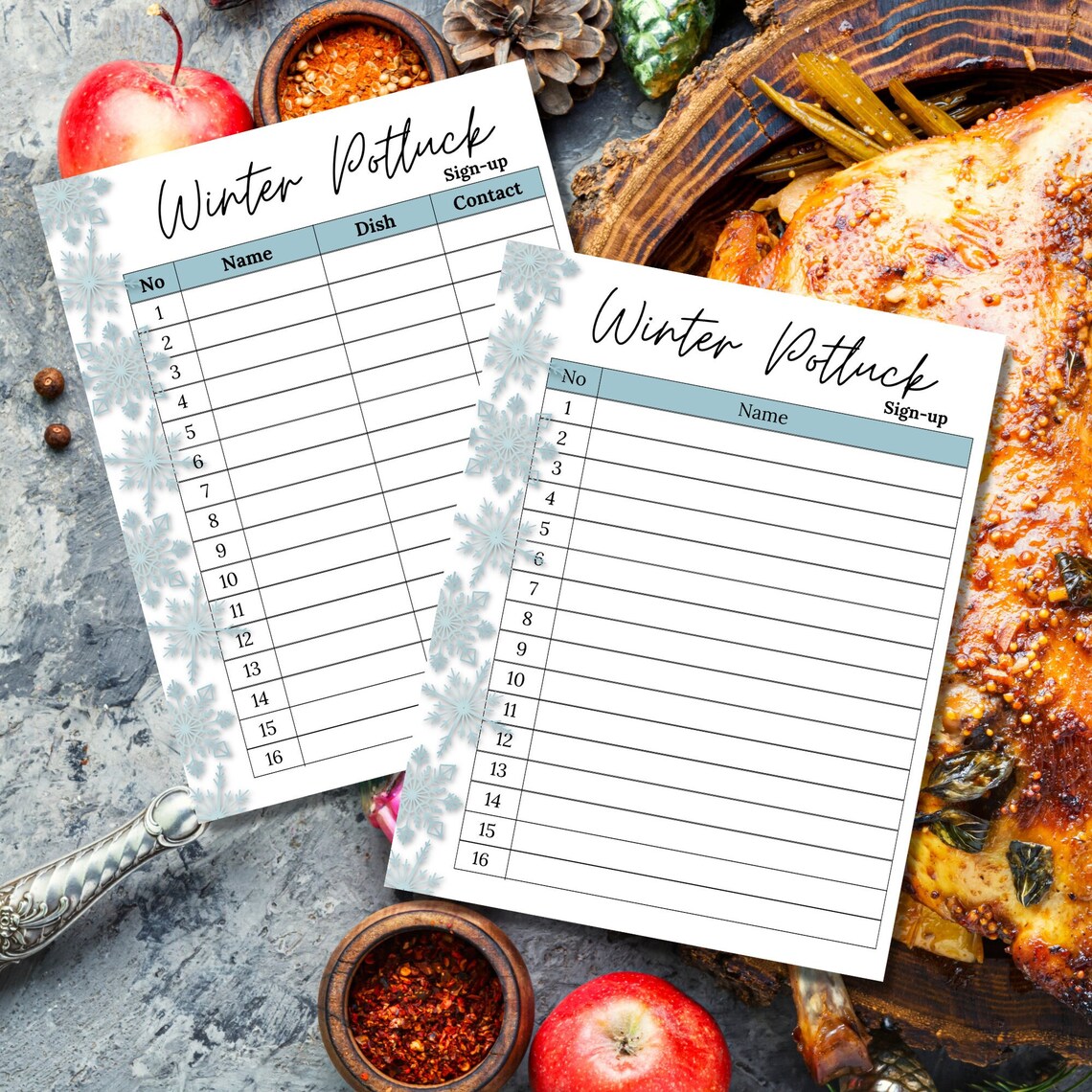 Potluck Sign up Sheet Winter Potluck Sign up Sheet - Etsy