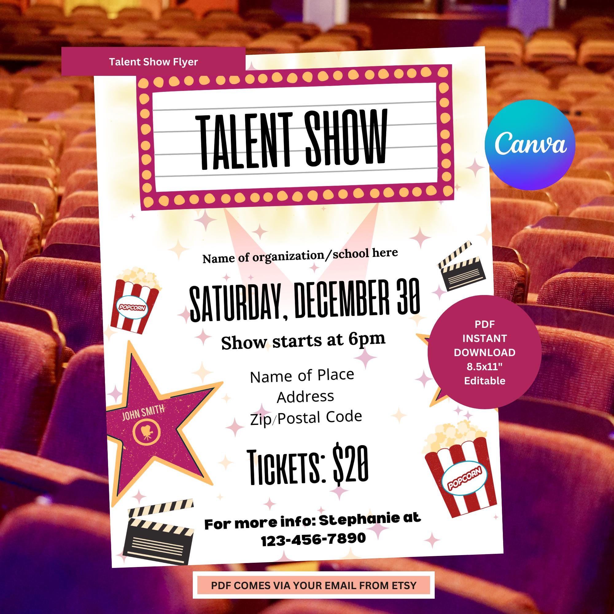 Talent Show Flyer Editable Template | Talent Show Poster | School ...