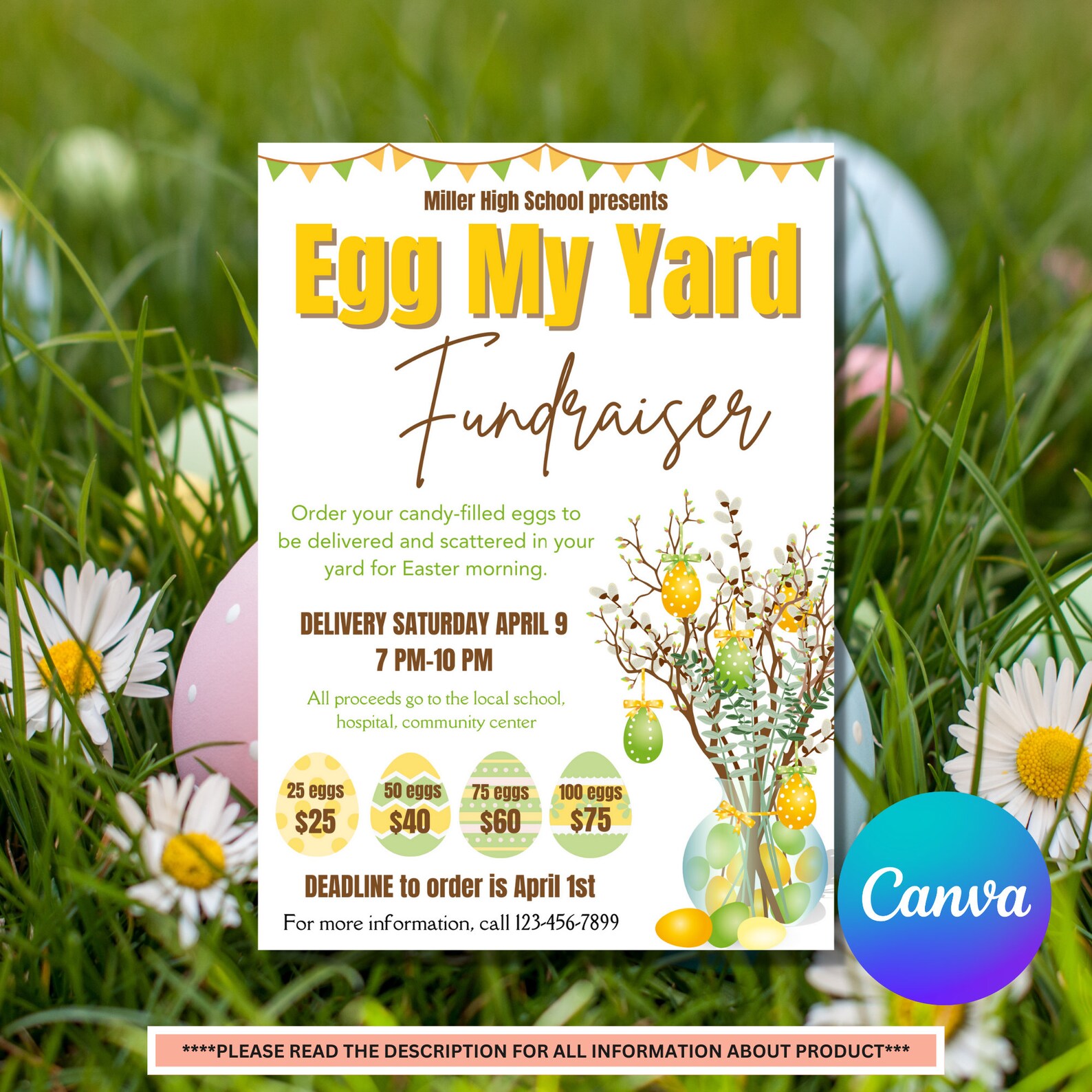 Egg My Yard Easter Flyer Template | Easter Fundraiser Flyer | Egg My ...