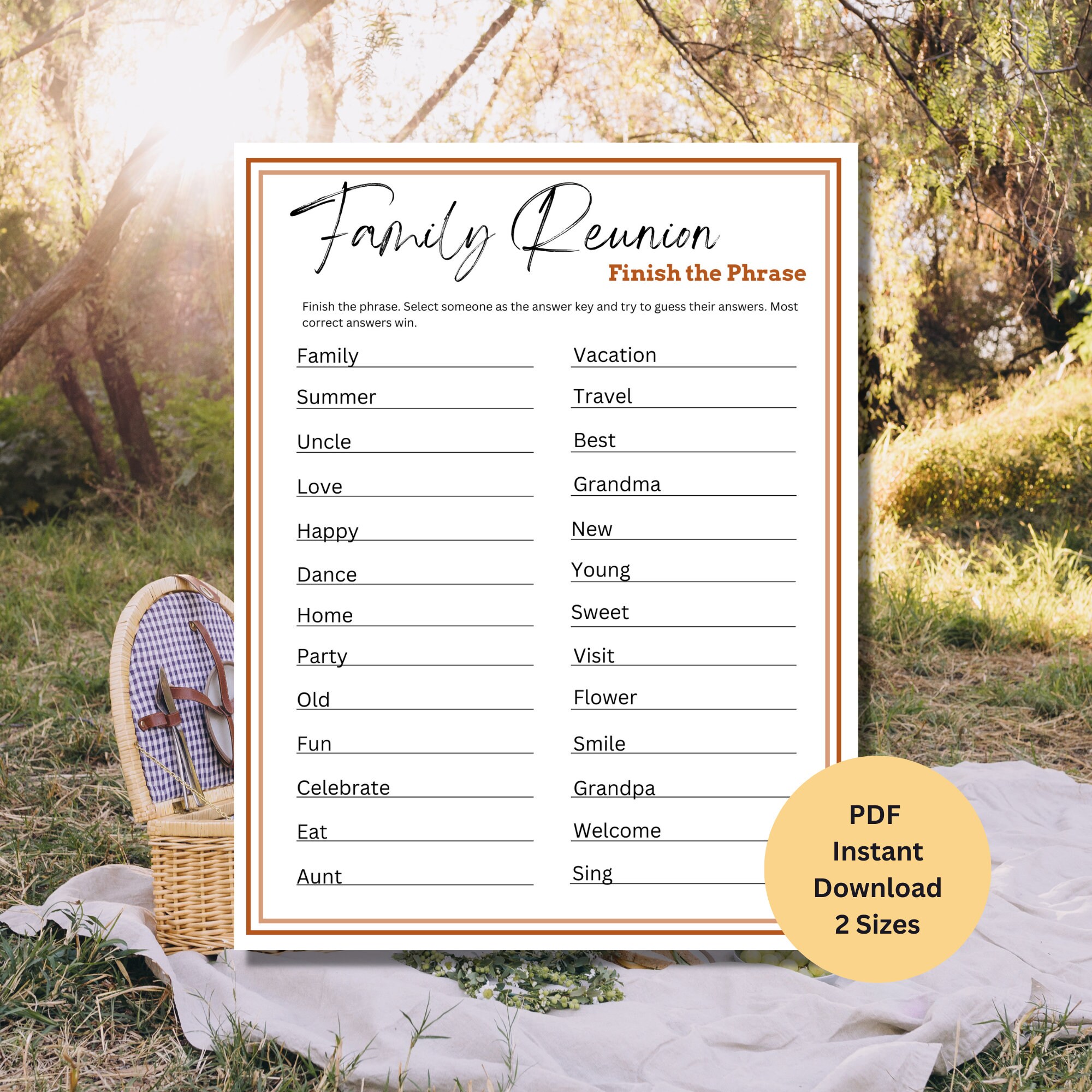 Family Reunion Finish the Phrase | Family Reunion Games | Games for ...