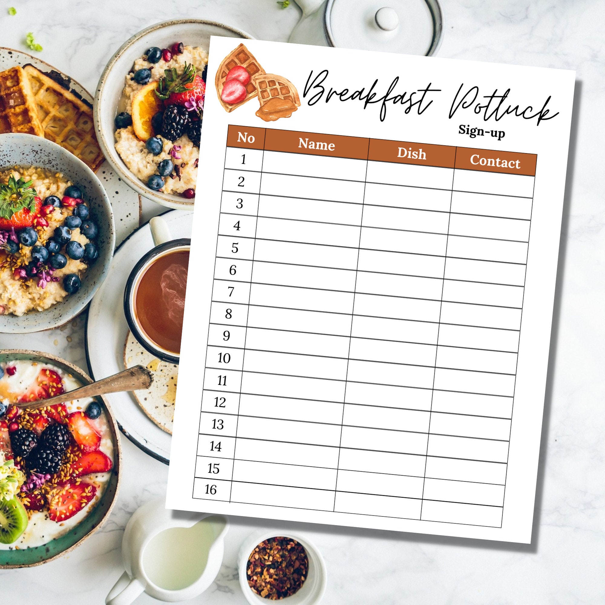 Potluck Sign up Sheet Breakfast Potluck Sign up Sheet Breakfast Potluck ...