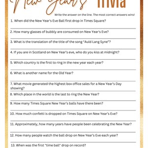 New Year's Trivia | New Year's Games | New Year's Eve Games | New Year ...