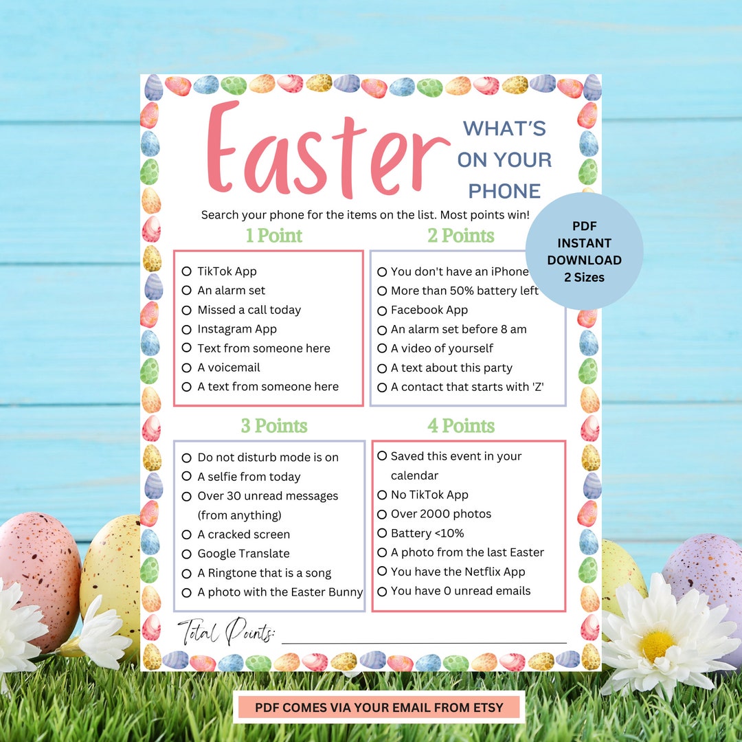 What's on You Phone Easter Game | Easter Game | Easter Activities ...