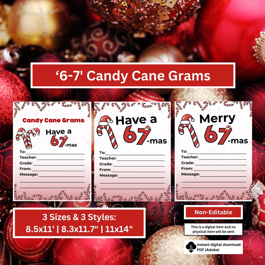 Christmas Candy Cane Grams '6-7' Slang | School Candy Cane Gram ...