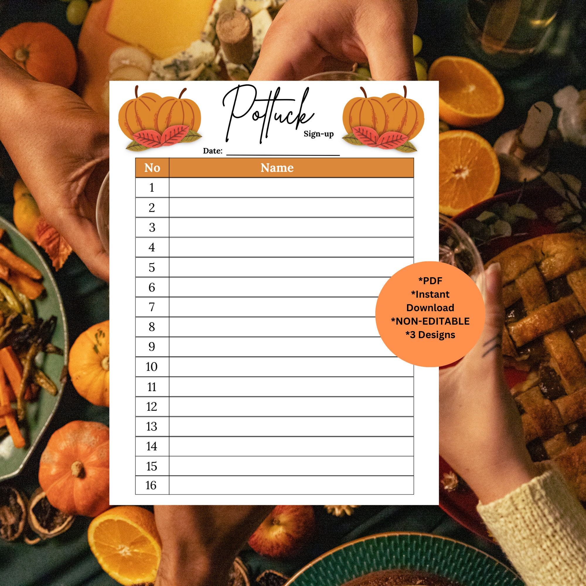 Potluck Sign up Sheet | Thanksgiving Potluck Sign up Sheet ...
