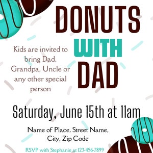 Donuts With Dad Invite Template | Father's Day Event | Father's Day ...