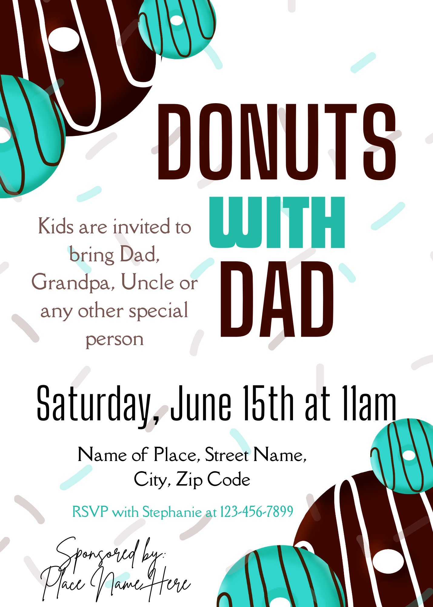 Donuts With Dad Invite Template | Father's Day Event | Father's Day ...