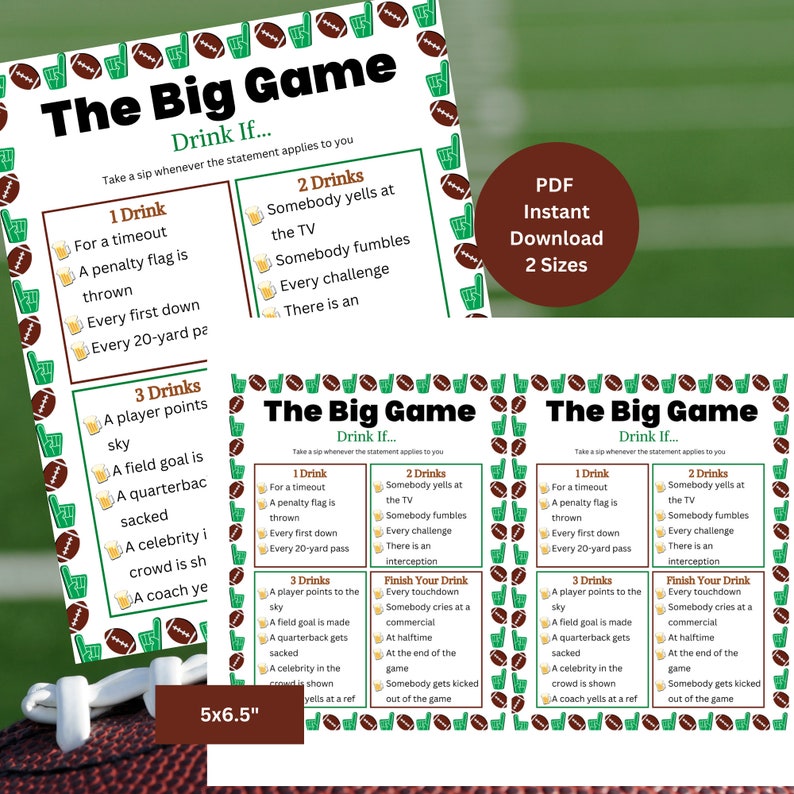 The Big Game Party Games the Big Game Drink If Big Game - Etsy