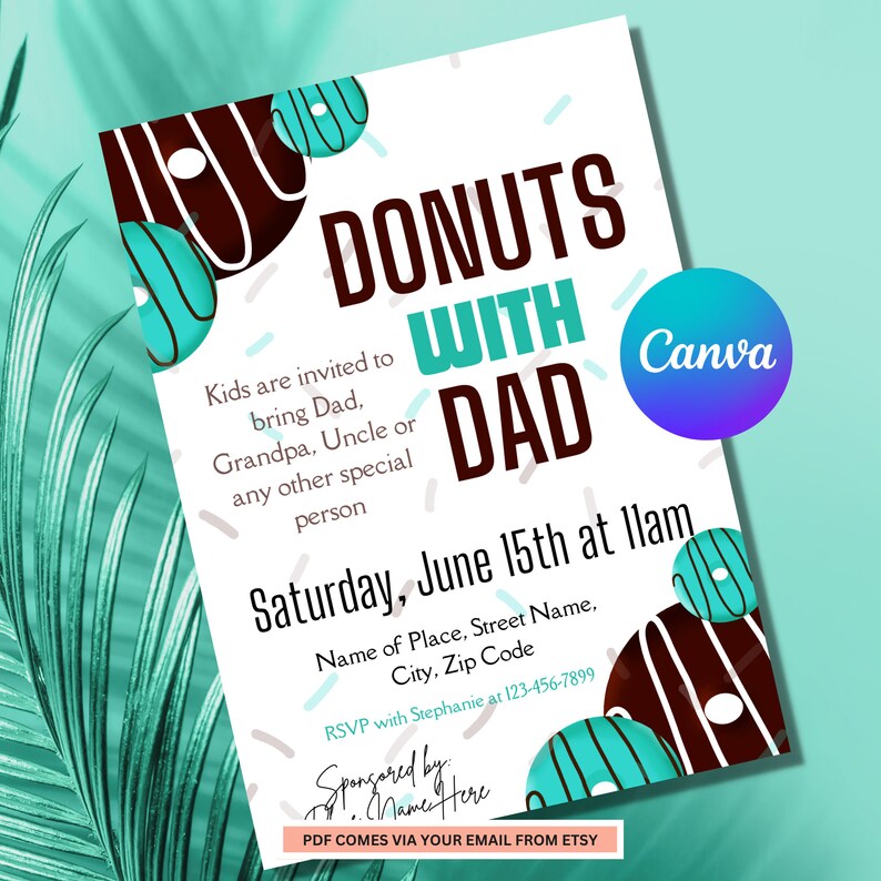 Donuts With Dad Invite Template | Father's Day Event | Father's Day ...