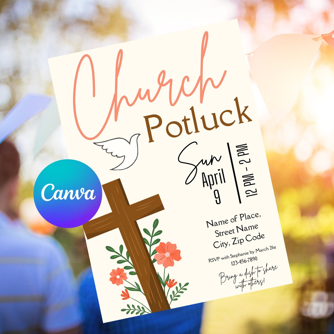 Church Potluck Invitation Template Church Party Potluck Invite Church ...