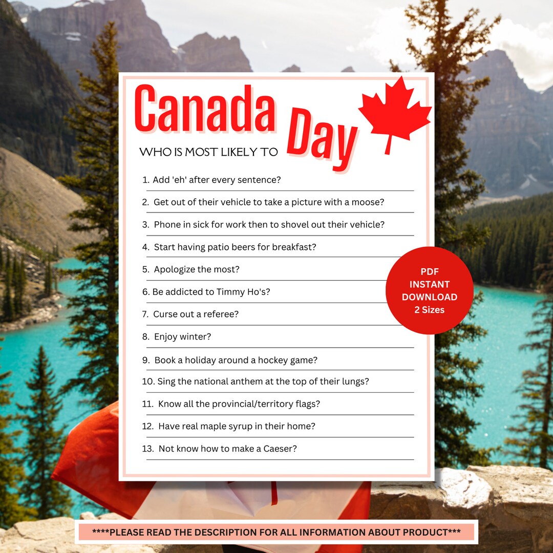 Who is Most Likely to Canada Day Game | July 1st Printable Games ...