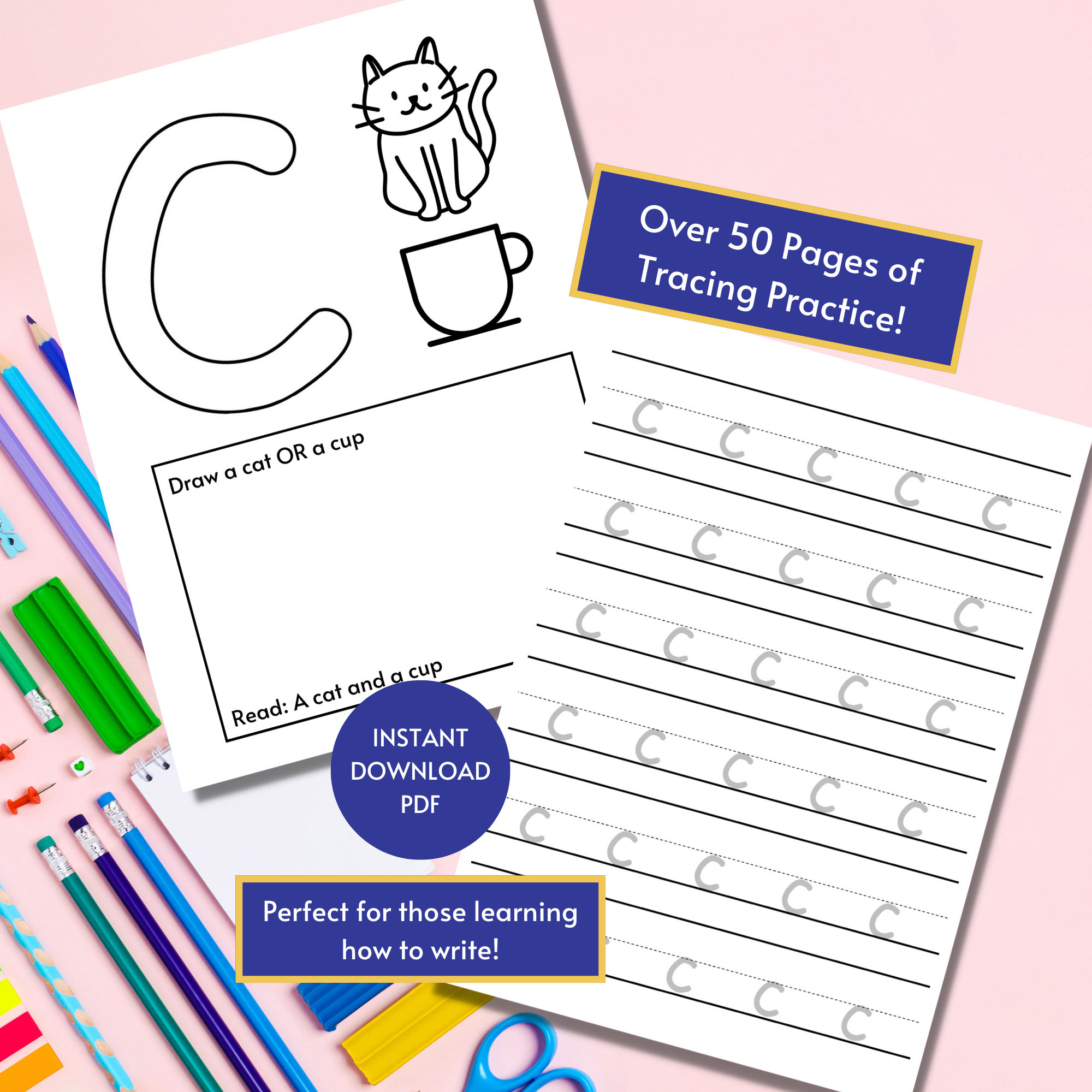 Easy ABC Tracing Sheets Letter Tracing ABC Lowercase - Etsy