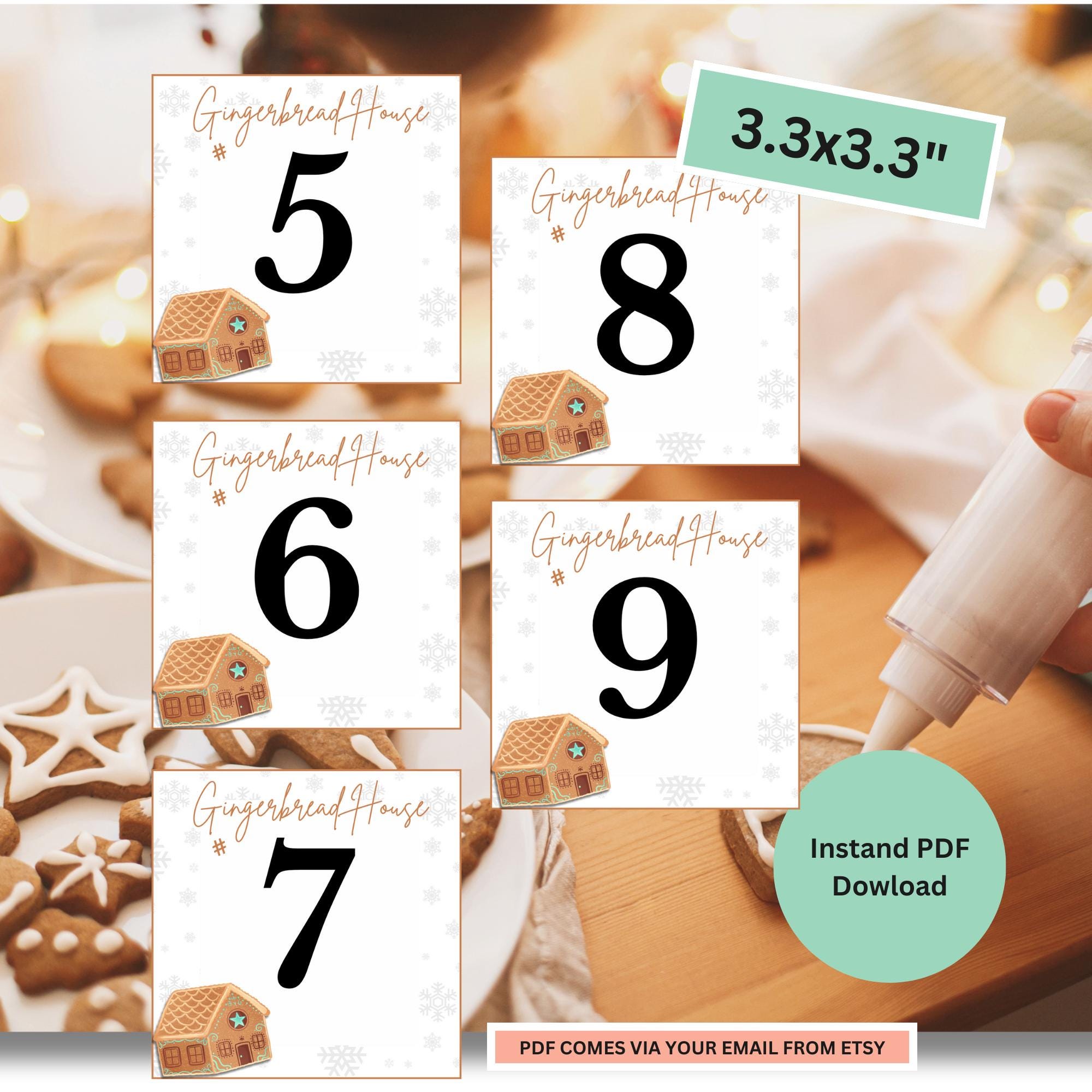 Gingerbread House Decorating Number Cards Printable| Gingerbread House ...