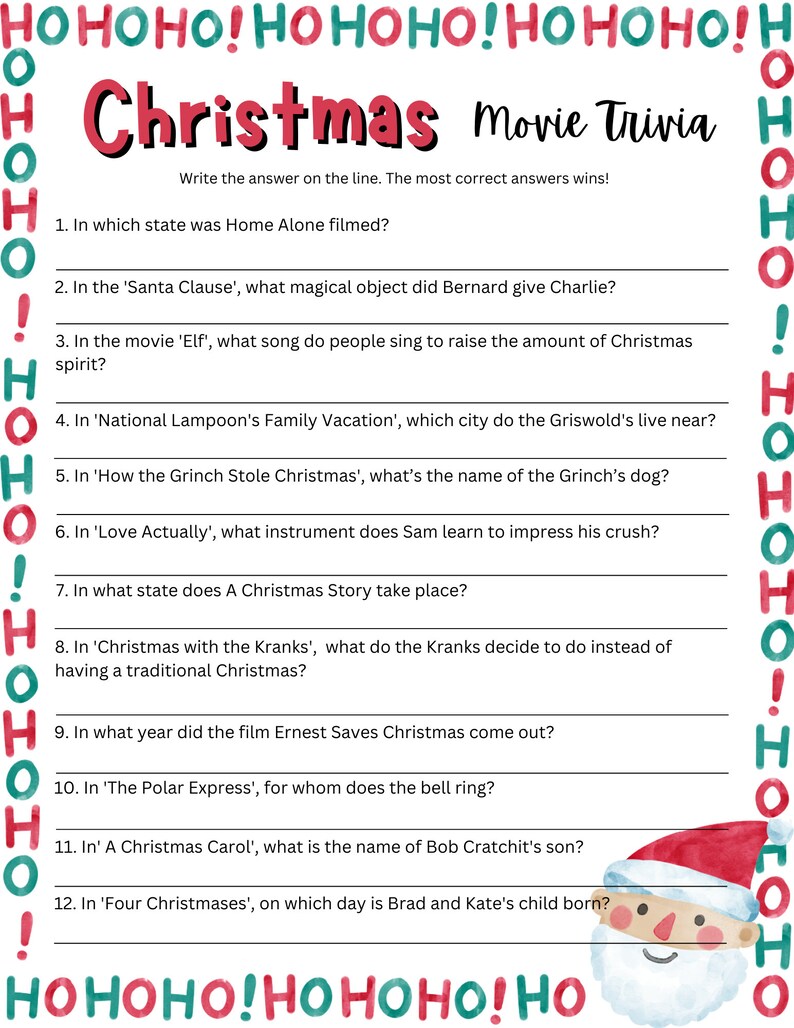 Christmas Movie Trivia| Christmas Games | Family Christmas Games | Fun ...