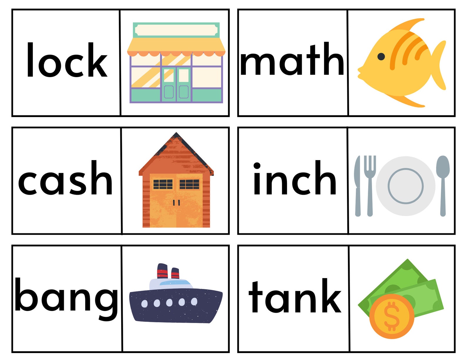 Phonics Matching Cards Game Digraphs CVC Words Phonics Games phonics ...