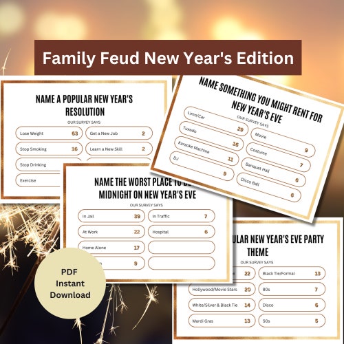 New Year's Eve Family Feud Game NYE Printable Family - Etsy