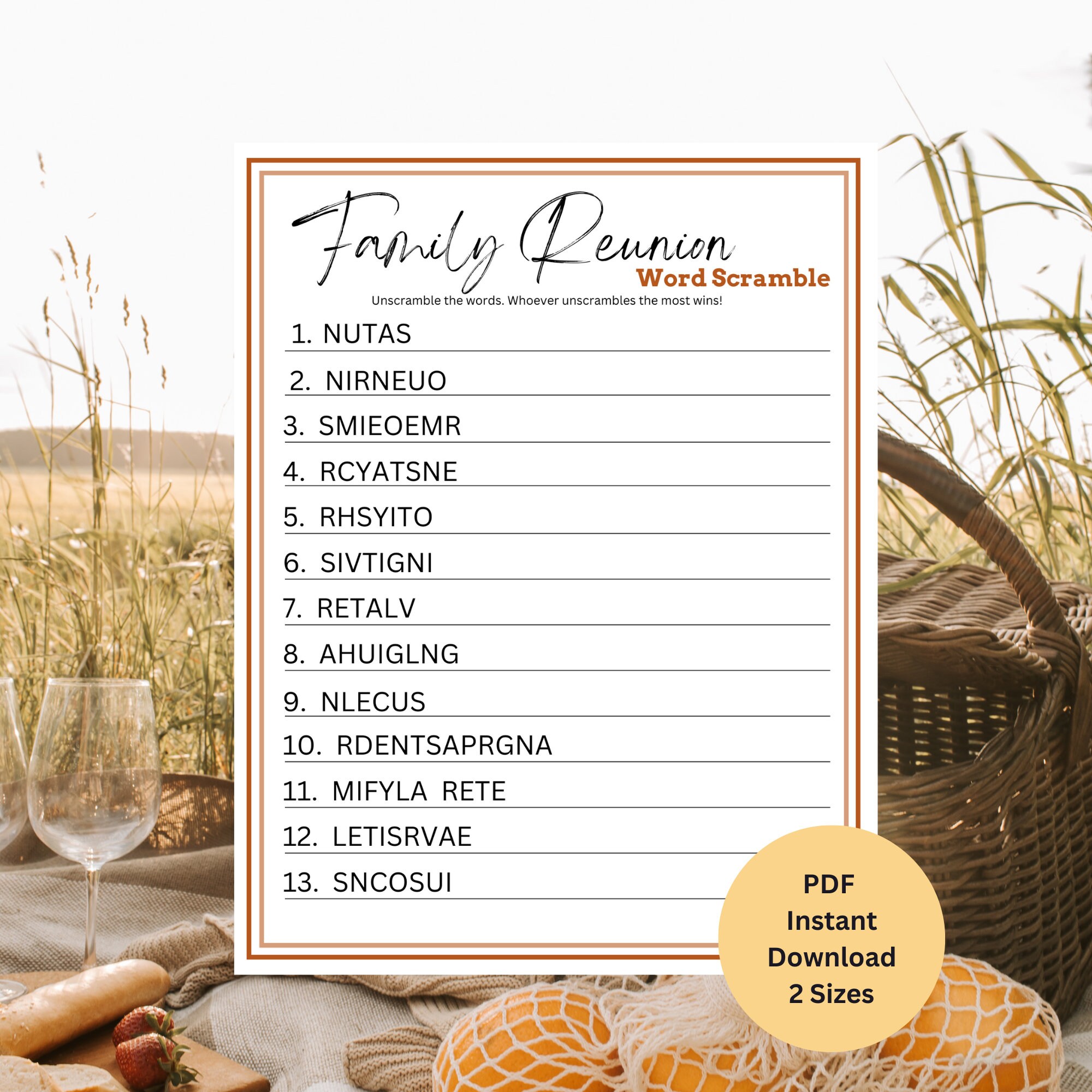 Family Reunion Word Scramble | Family Reunion Games | Games for Family ...