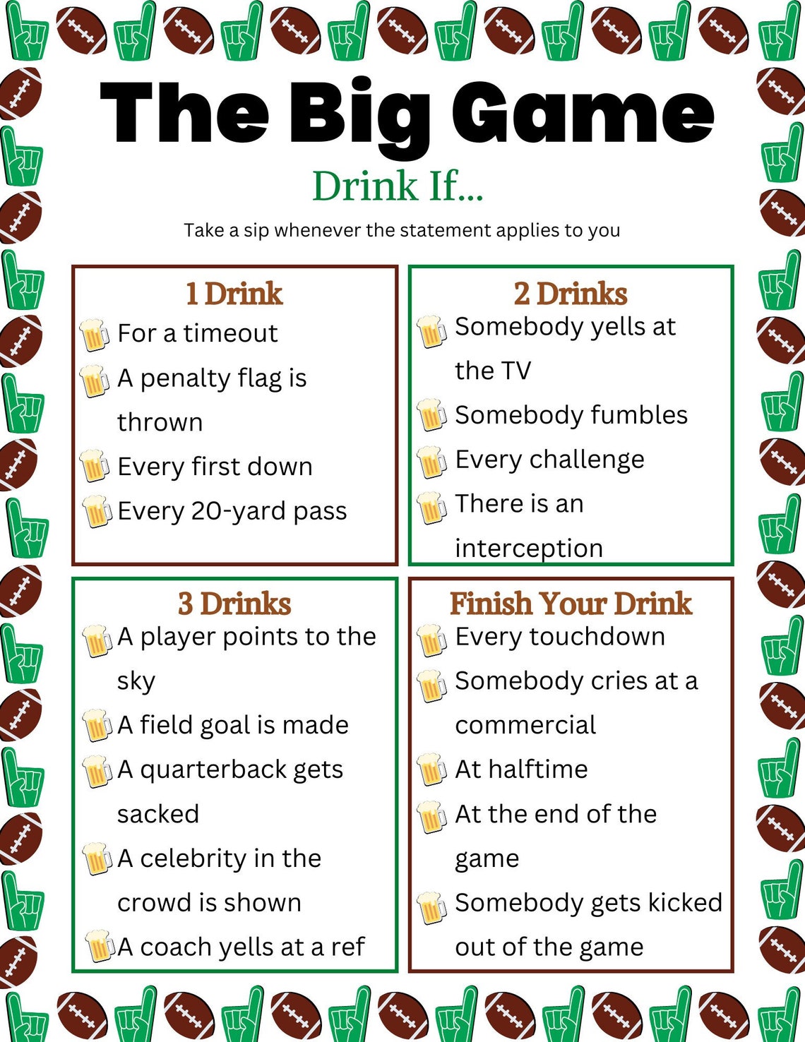 The Big Game Party Games | the Big Game Drink If | Big Game Games ...