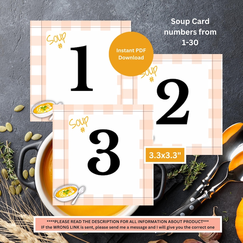 Soup Cook-off Number Cards Printable| Soup Party | Soup Swap | Soup ...