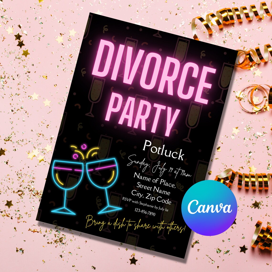 Divorce Party Potluck Invitation Template | Divorce Party Potluck ...