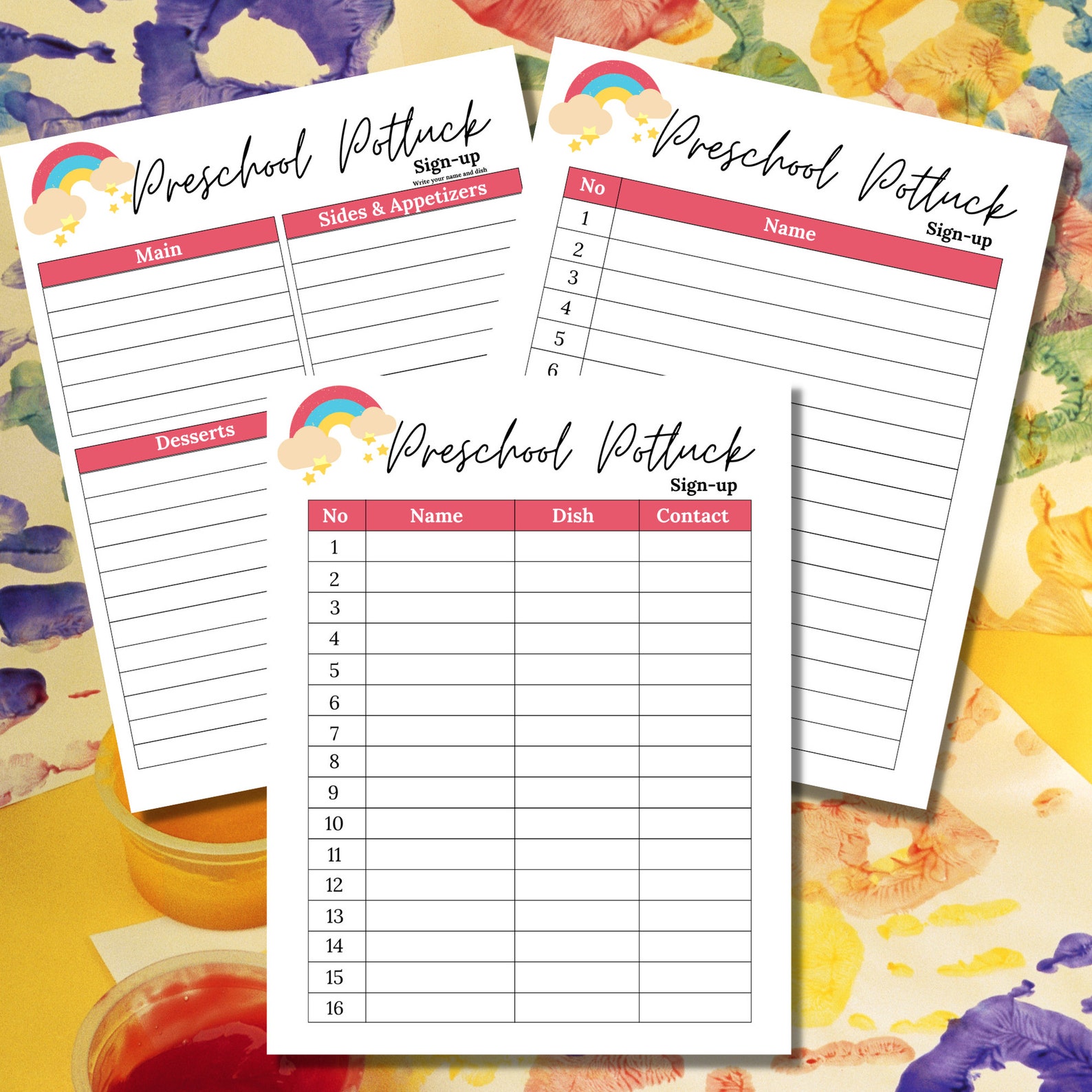 Potluck Sign up Sheet | Preschool Day Potluck Sign up Sheet | School ...