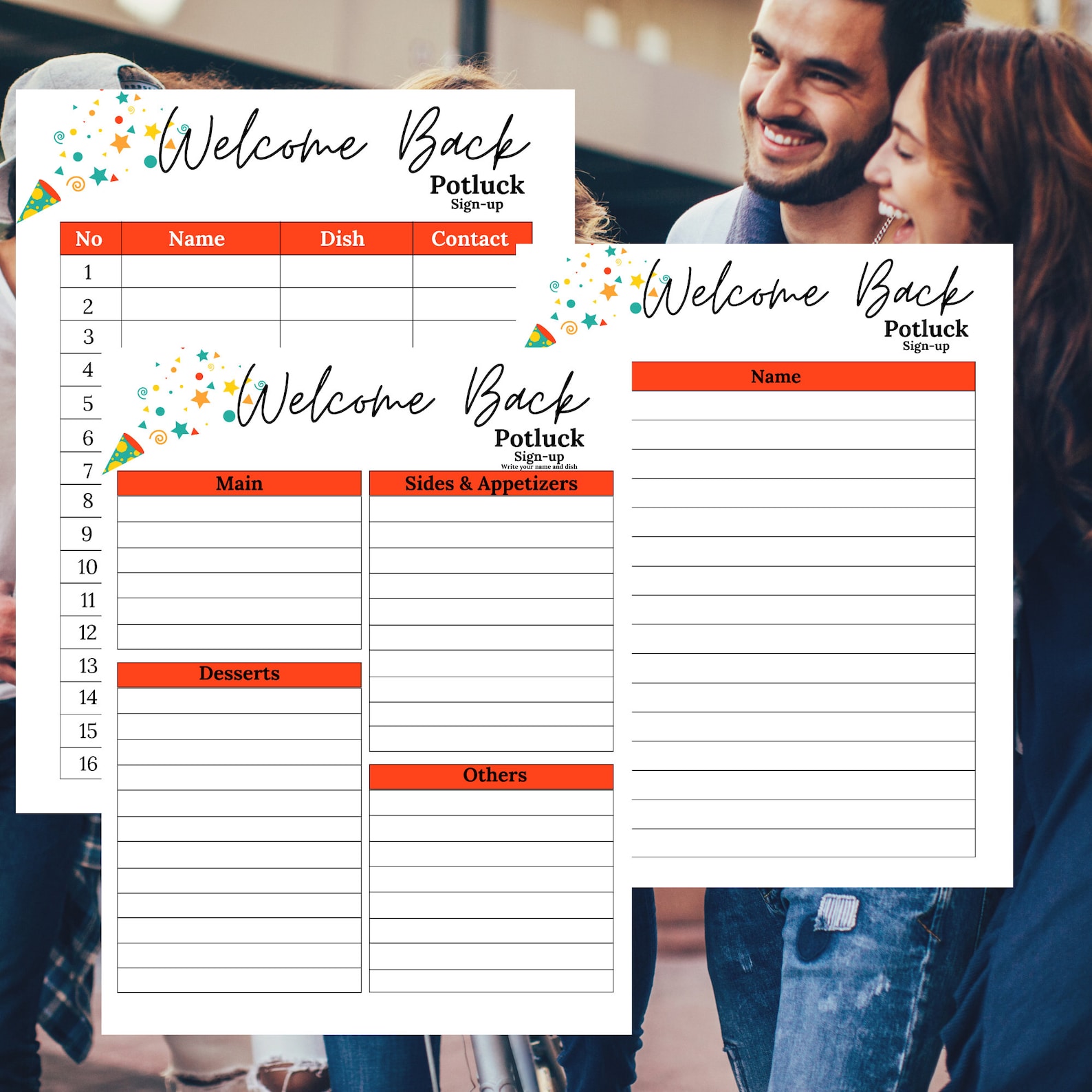 Potluck Sign up Sheet | Welcome Back Potluck Sign up Sheet | Welcome ...