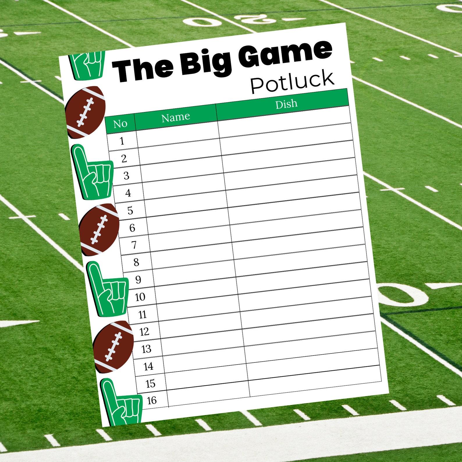 Potluck Sign up Sheet the Big Game Potluck Sign up Sheet Football ...