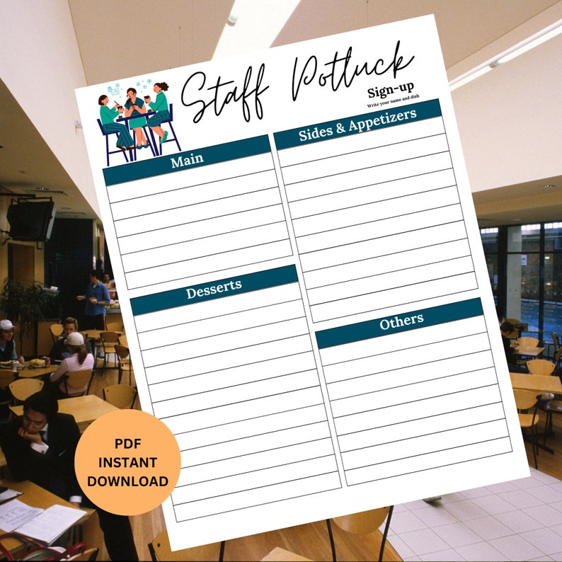 Potluck Sign up Sheet | Staff Potluck Sign up Sheet | Work Potluck ...