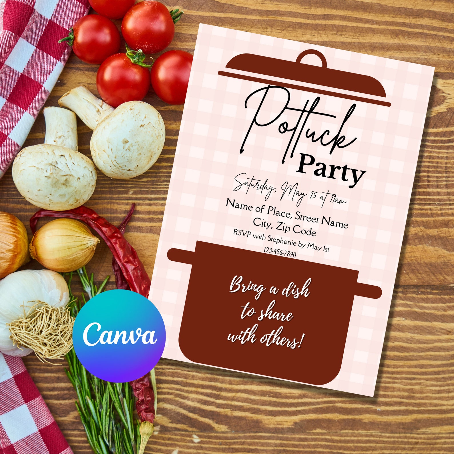 Potluck Invite Template | Editable Potluck Invitation | Potluck Invite ...